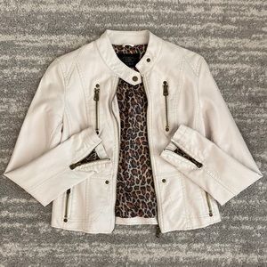 TCEC | Jackets & Coats | Tcec Faux Leather Animal Print Lining Cream ...
